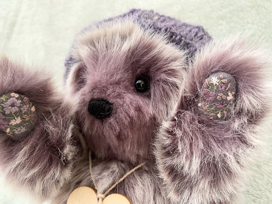 Hand embroidered artist bear, unique collectabl... - Folksy