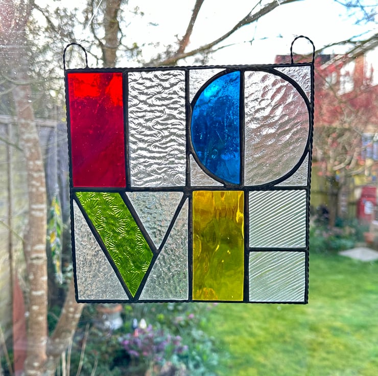 Stained Glass Abstract Love Panel - Handmade Ha... - Folksy