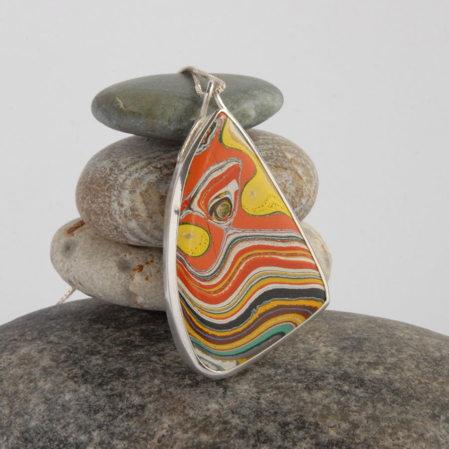 Large reversible Dagenham fordite pendant - Folksy