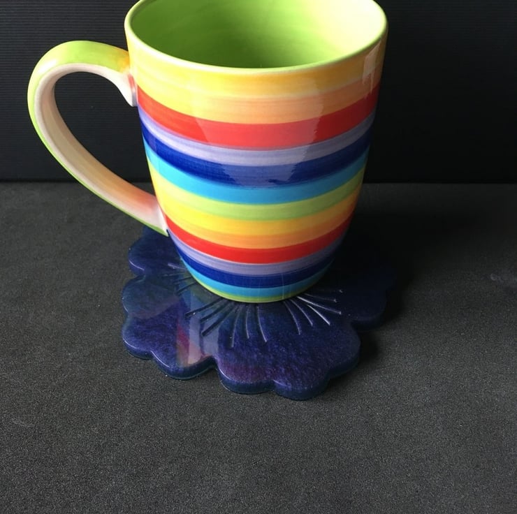 Purple night sky flower coaster with heat resis... - Folksy