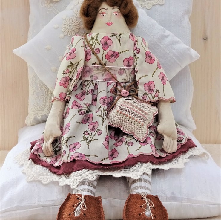 Viola, A Folk Art Rag Doll - Folksy