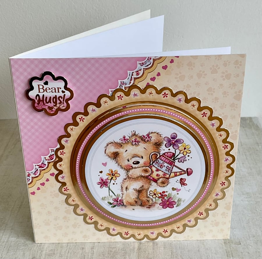 Card. A cute bear card for a birthday or other ... - Folksy