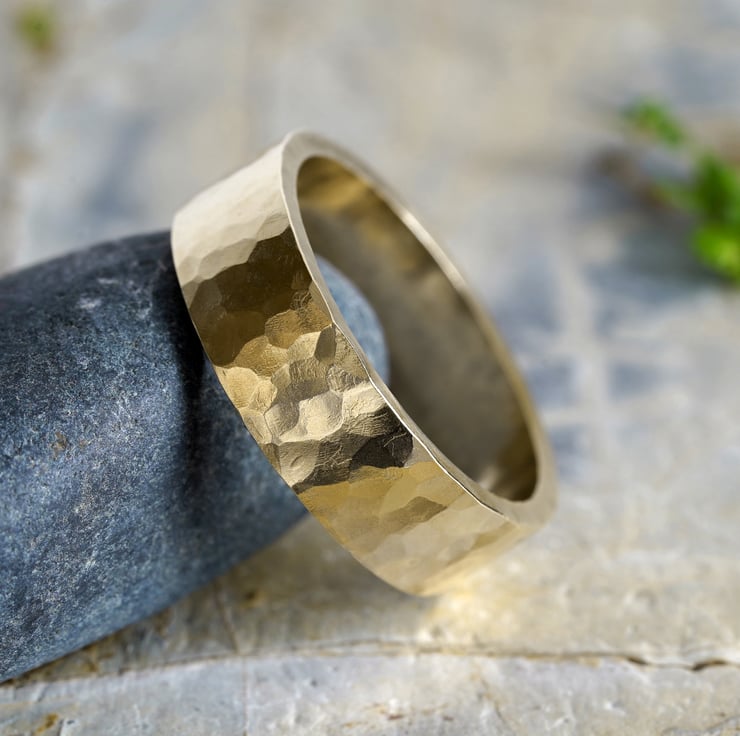 5mm Hammered Effect Wedding Band - Folksy