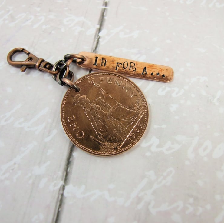 Keyring, Vintage 1967 Penny with Stamped Copper... - Folksy