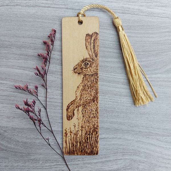 Hare Pyrography Wood Bookmark. Unique Nature Lo... - Folksy