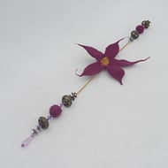 Maroon flower garland, hanging decoration - Folksy
