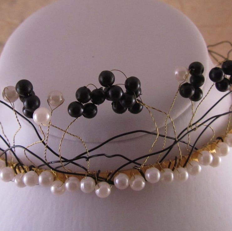 Black and White Wirework Tiara - Folksy