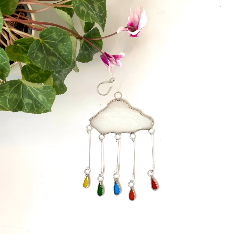 Stained Glass Rain Cloud Multi - Handmade Hangi... - Folksy