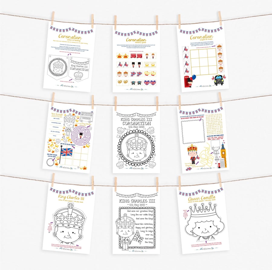 King Charles Coronation Activity Set - Folksy