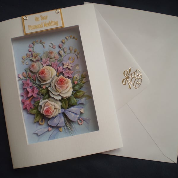 diamond anniversary decoupage card - Folksy