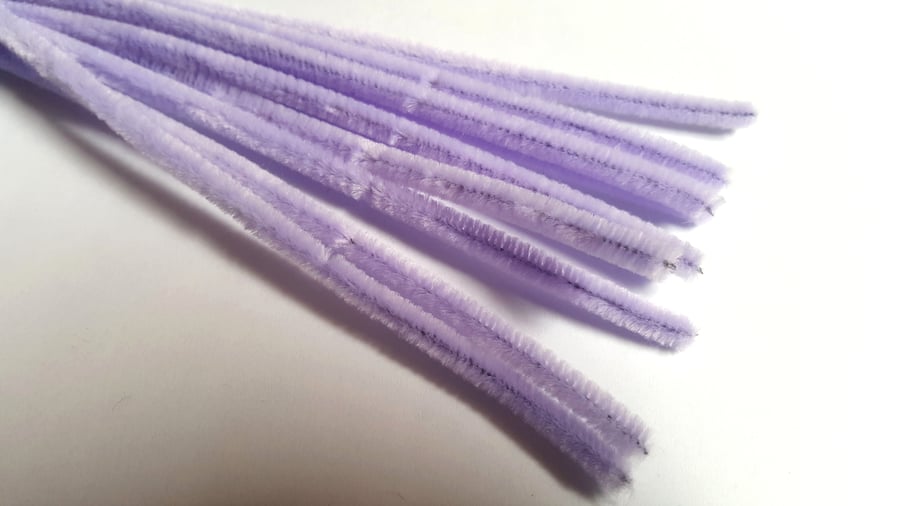 30 x Fuzzy Craft Pipe Cleaners - 30cm - Lavender - Folksy