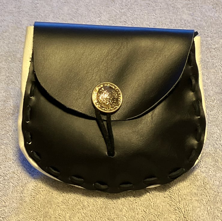 Pouch: Black & White coloured Leather Medie... - Folksy