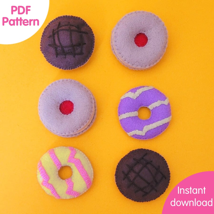 Set of biscuits felt food sewing pattern (pdf f... - Folksy