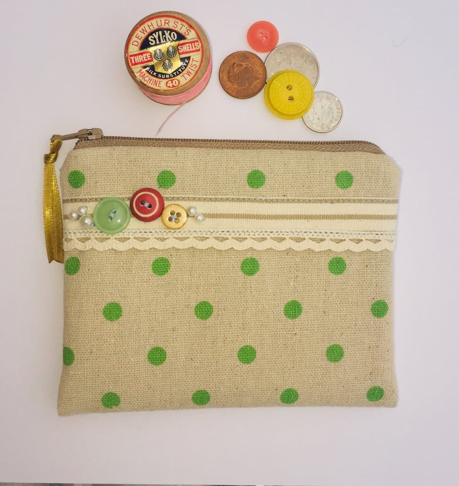 Polka Dot Coin Purse - Folksy