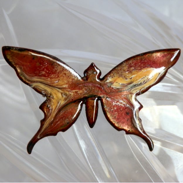 rose, gold and white butterfly brooch - Folksy