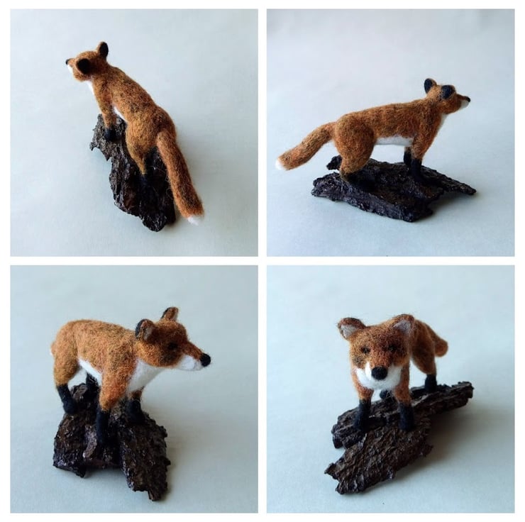 Standing fox - needle felted fox sculpture on a... - Folksy