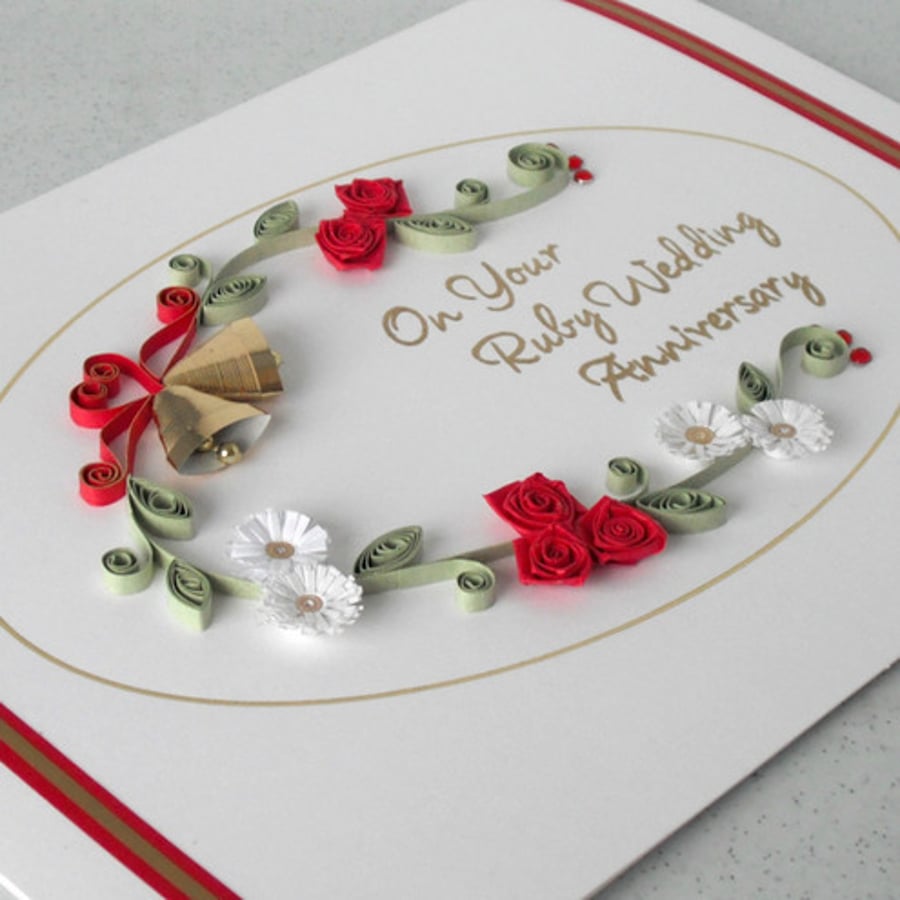 Quilling 40th anniversary card - Folksy
