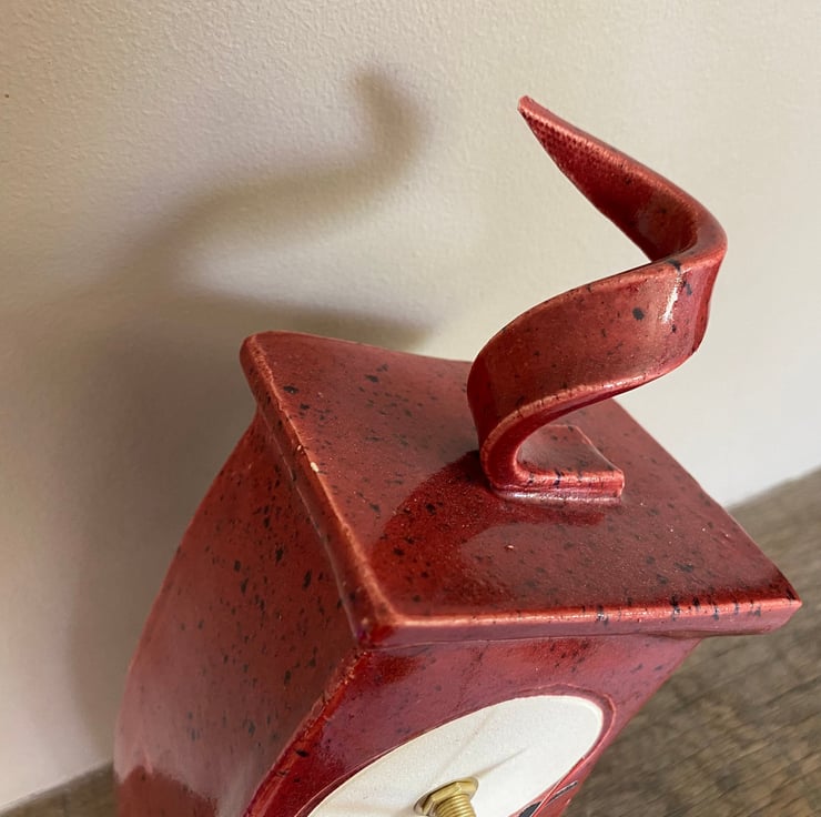 Table Clock, Red Clock, Shelf Clock, Mantle Clock - Folksy