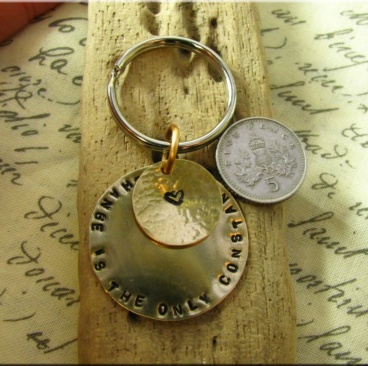 Stamped brass keyring - Folksy