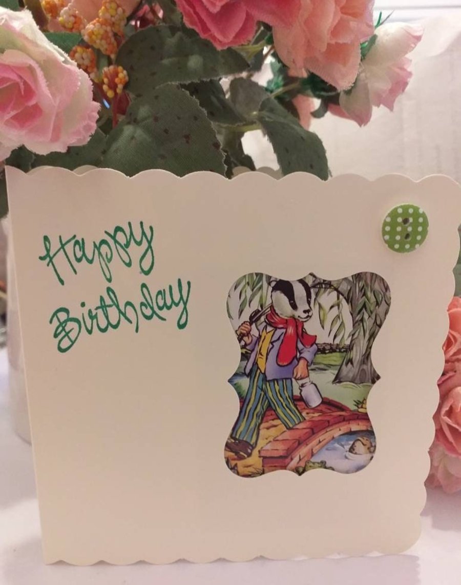 Bill Badger from Rupert Bear - birthday card wi... - Folksy