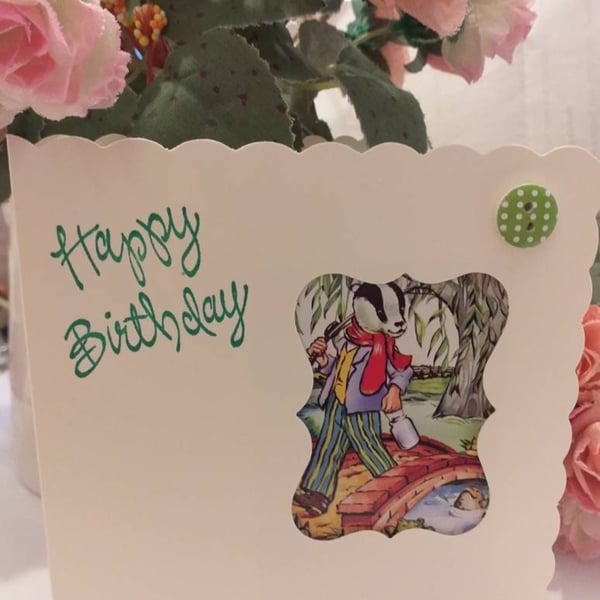 Bill Badger from Rupert Bear - birthday card wi... - Folksy