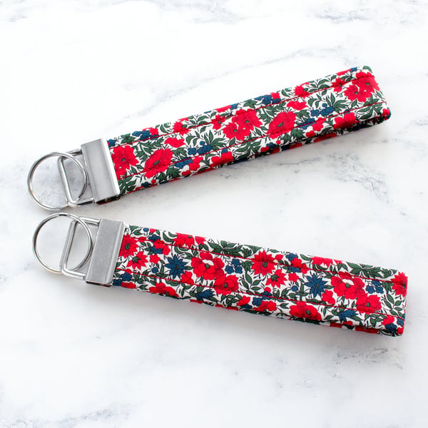 Key Ring, Wristlet - Handmade using Liberty Tan... - Folksy