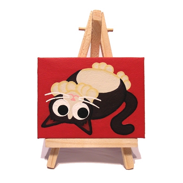 Sold Black and White Cat Mini Art - Folksy