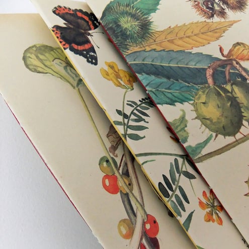 Set of 3 hand-sewn notebooks / journals made fr... - Folksy