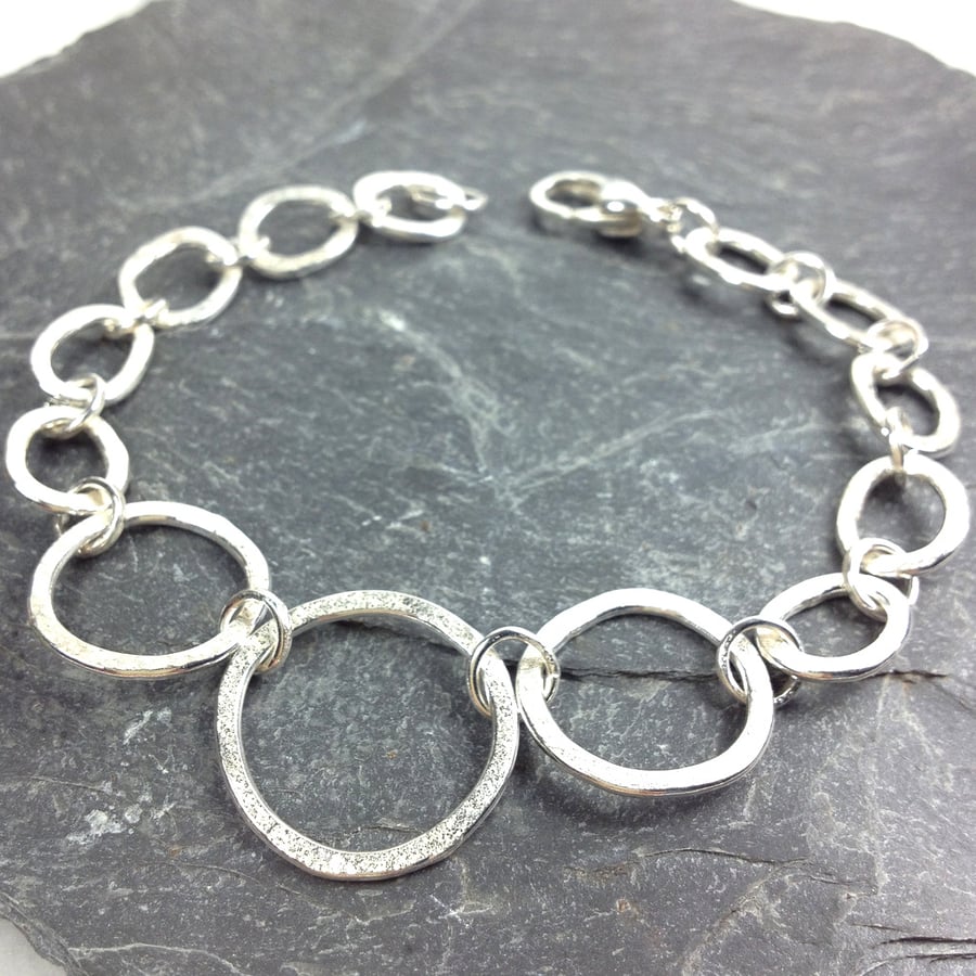 Sterling silver chain link bracelet - Folksy
