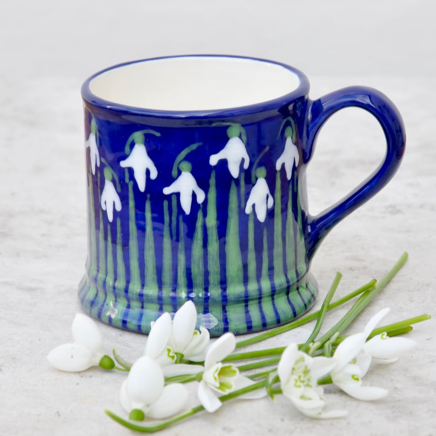 Snowdrop Country Mug - Hand Painted - Folksy