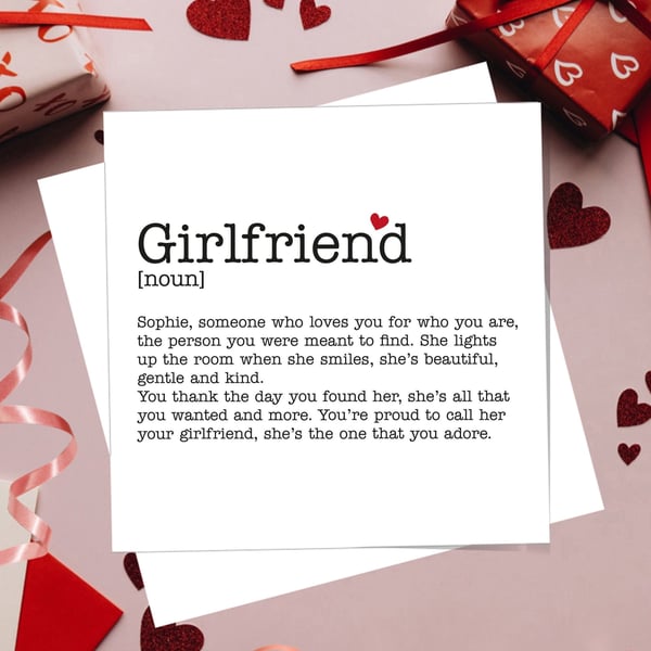 Anniversary Card Personalised Girlfriend Defini... - Folksy