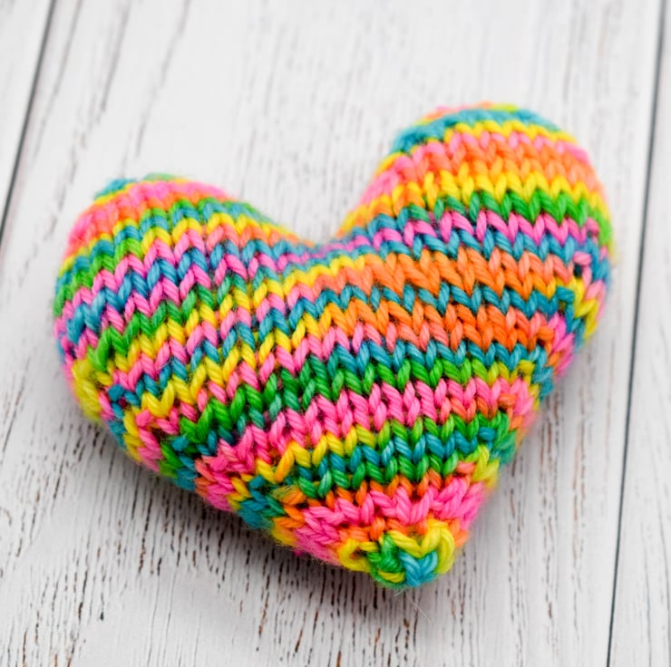 SOLD - Hand knitted heart - pocket hug - Multic... - Folksy