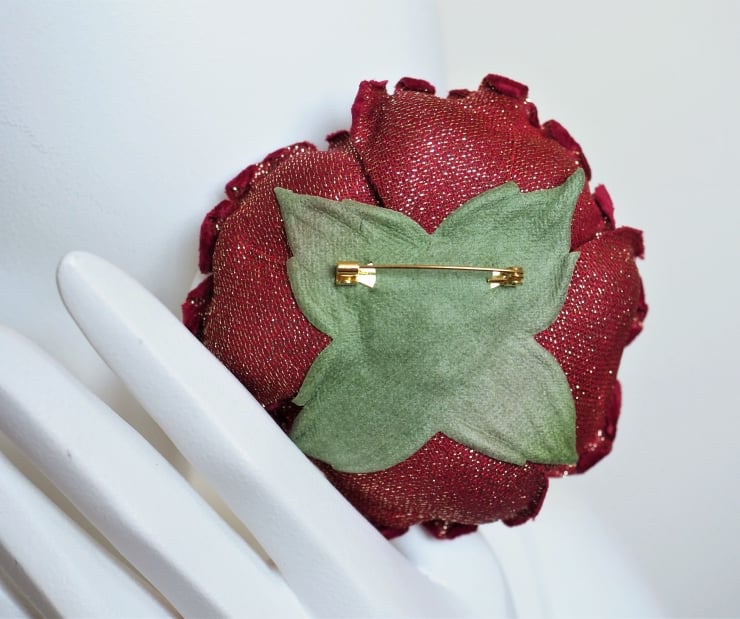 Red Poppy brooch, fabric poppy corsage, cotton ... - Folksy
