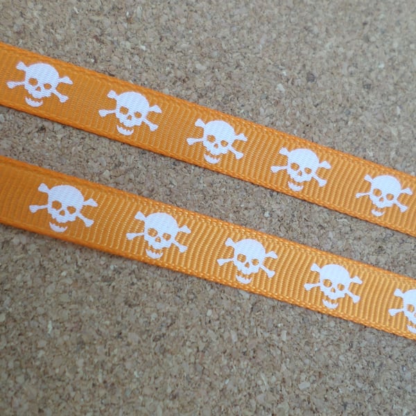 3m Ribbon - Printed Grosgrain - 9mm - Skull &am... - Folksy