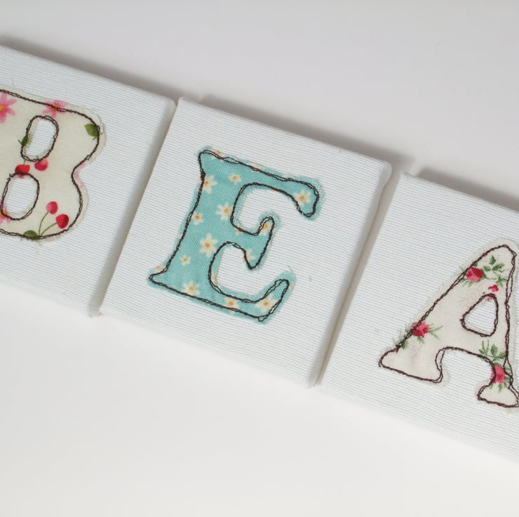 Childrens Name Letters - White - Mini Canvas Nu... - Folksy