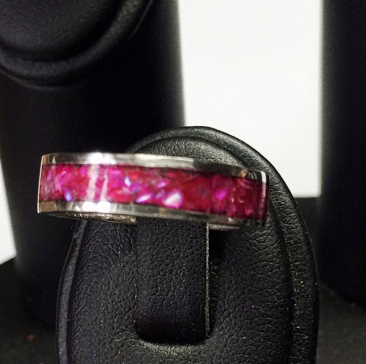 Sterling Silver Ring with Crushed Shell Inlay - Folksy