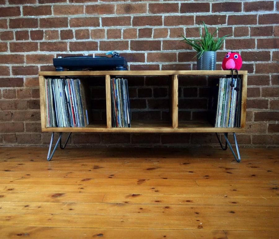 Mid Century Modern vinyl storage unit with hair... - Folksy
