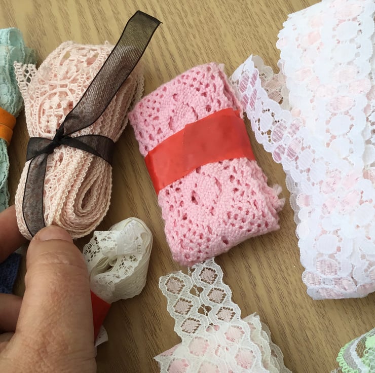 Lacy Selection of 13 Mixed Lengths of Lacy Ribb... - Folksy