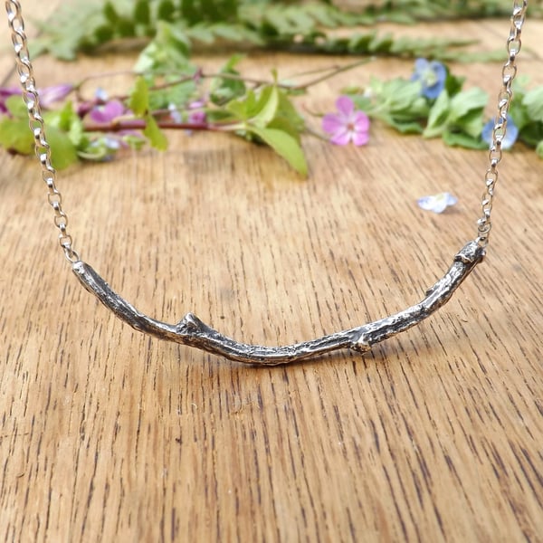 Silver Twig Necklace - Folksy