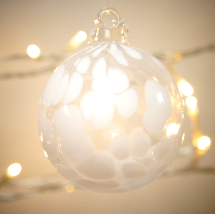 Mini Snow White Handmade Blown Glass Bauble - Folksy