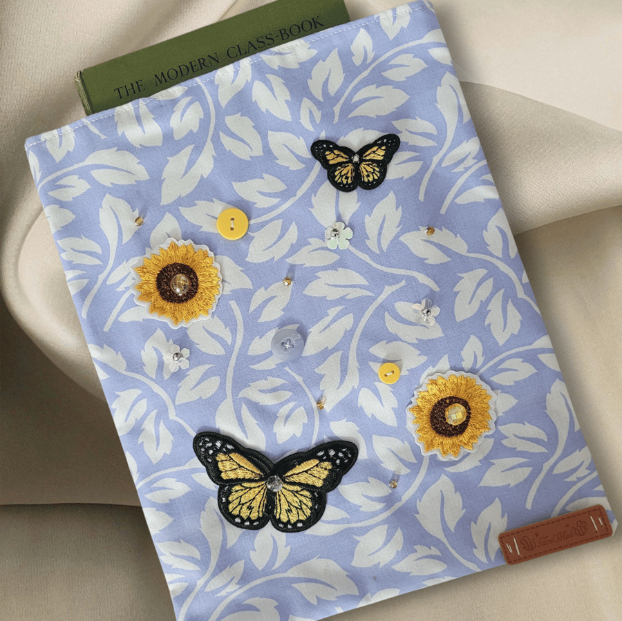 Blue Floral Book Sleeve - Folksy