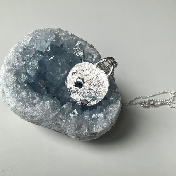 Sterling Silver Disc With Sapphires - Folksy