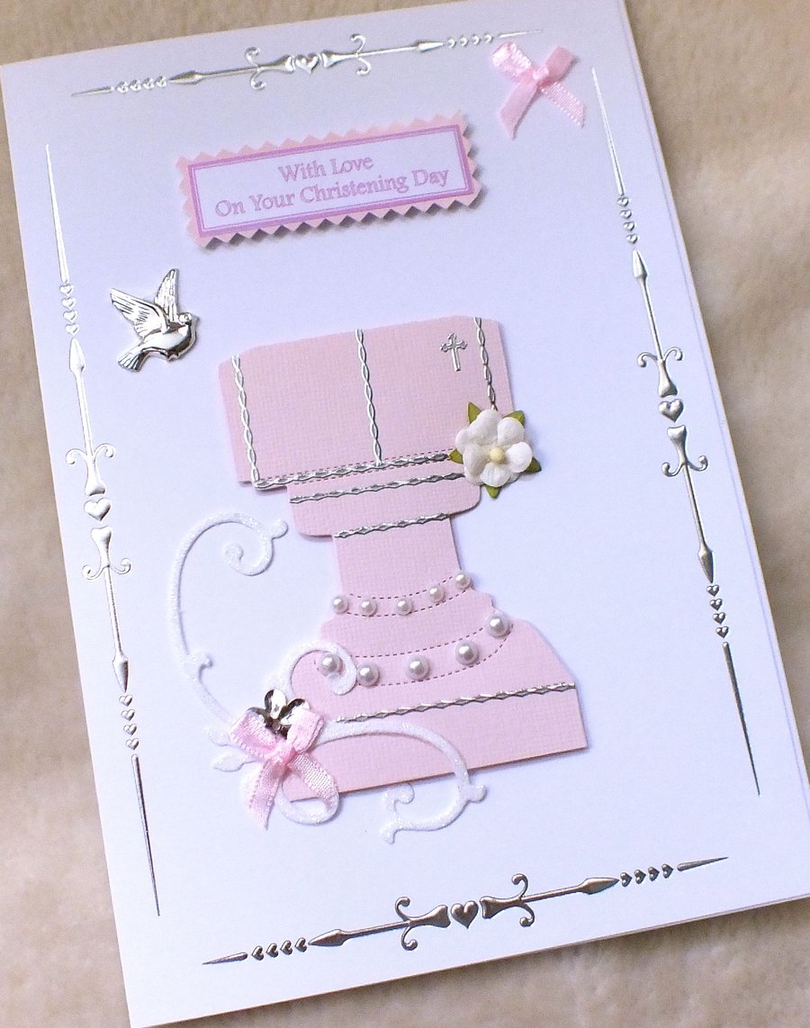 Handmade Font Christening Card - Folksy