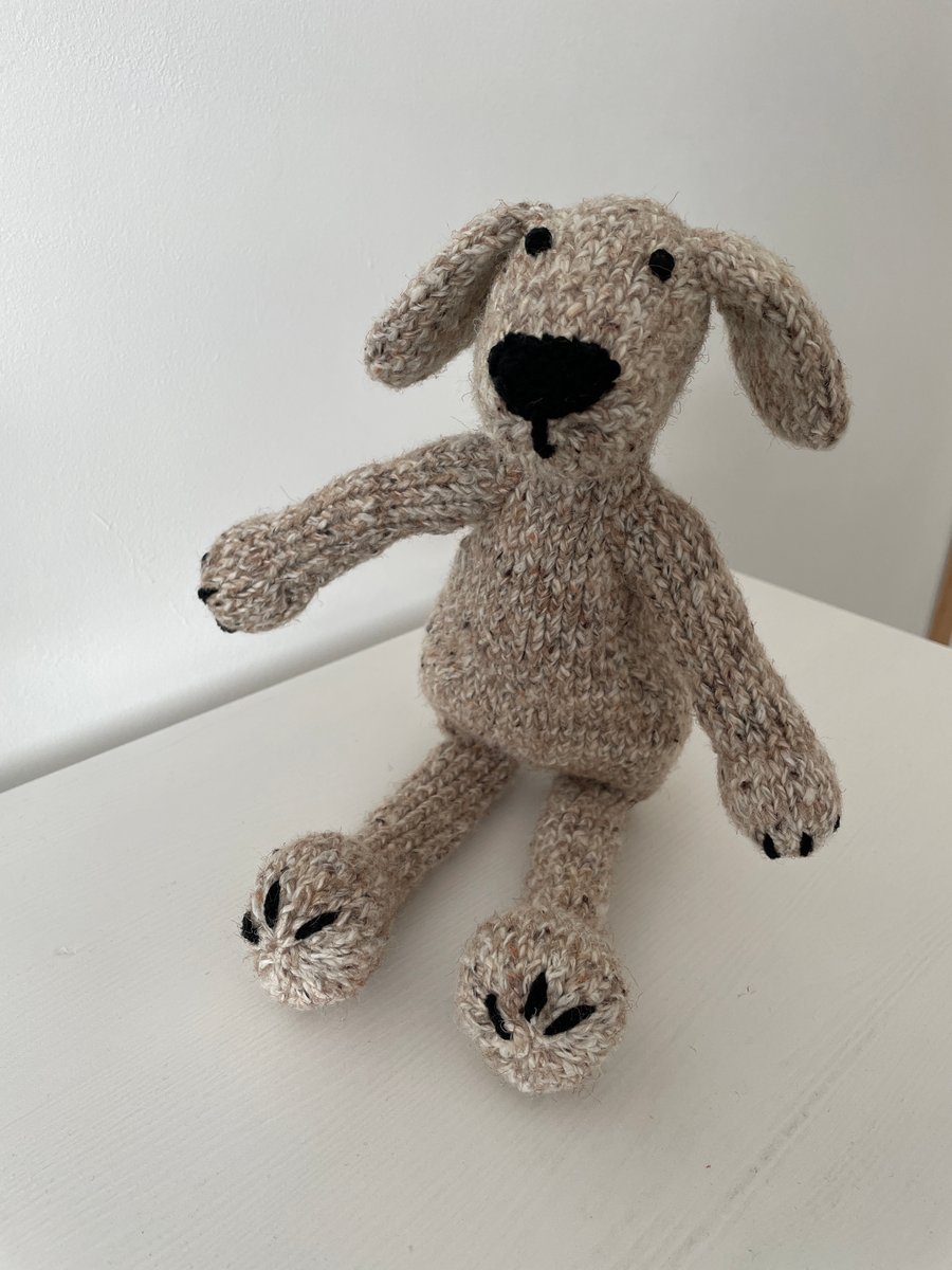 Hand Knitted soft body brown dog - Folksy