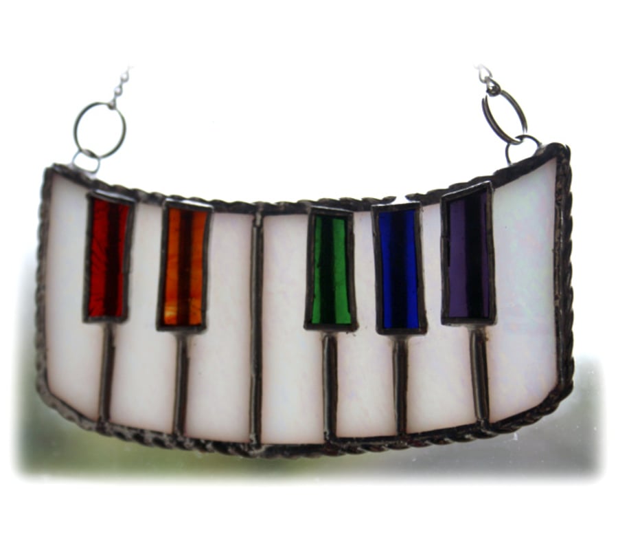 Piano Suncatcher Stained Glass Keyboard Keys M... - Folksy