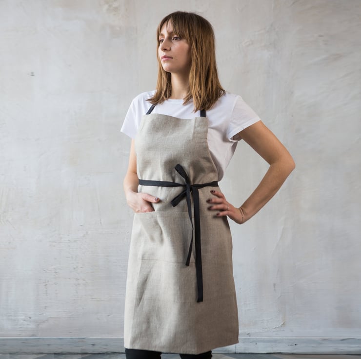 Natural Linen Chef Apron, Artisan Linen Apron, ... - Folksy