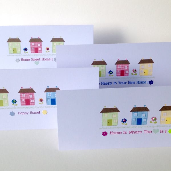 New Home Cards, Set of 4,Assorted Sentiment,'Ha... - Folksy