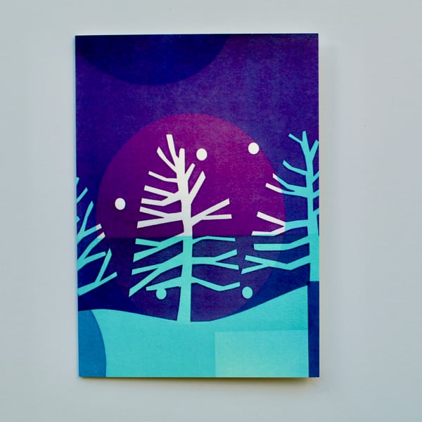 BLUE MOON IN WINTER-BLANK GREETINGS CARD - Folksy