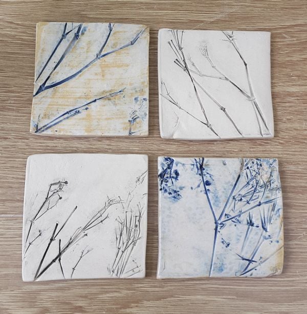 Winter Branches Square Ceramic Coasters set of 4 - Folksy