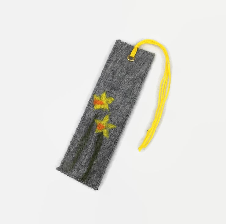 Felted bookmark with daffodil design - Folksy